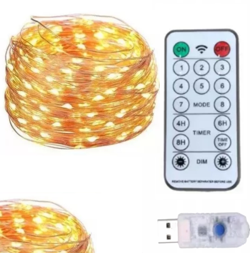 Lampki drucik 50 LED 5m na USB ciepłe pilot kabel - 12993121059 - oficjalne archiwum Allegro