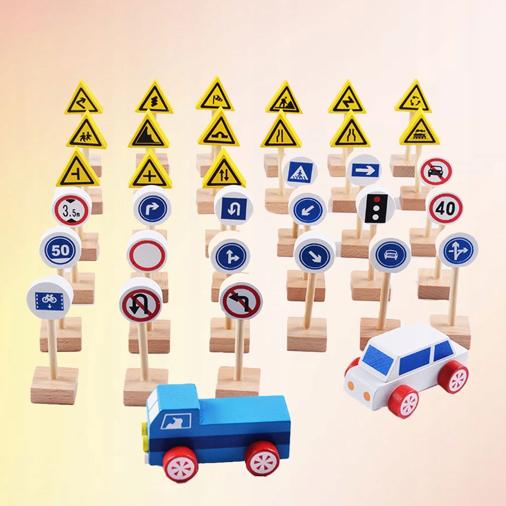 35 sztuk drewniane znaki uliczne znaki drogowe - 12215000430 - oficjalne archiwum Allegro