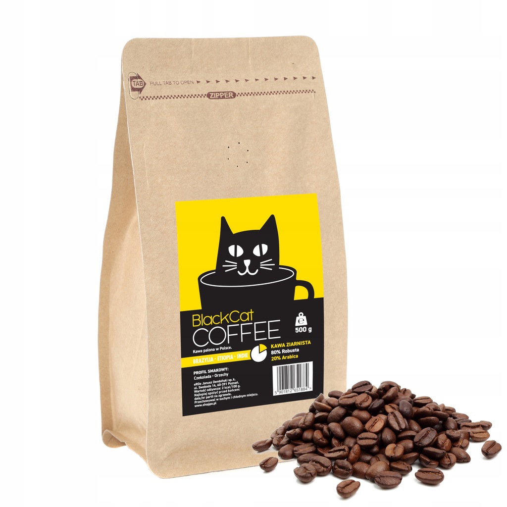 Kawa ziarnista BLACK CAT 20%arabika80%robusta 500g - 12108433364 ...