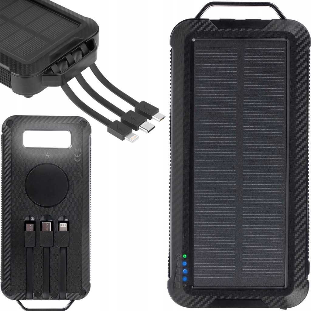 POWER BANK SOLARNY 10000 MAH INDUKCJA ŁADOWARKA - 13093418479 ...