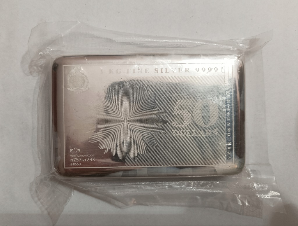 Srebrna Sztabko Moneta 1 kg / 1000 g - Niue: Silver Note Coinbar ... Srebrna Sztabko Moneta 1 kg / 1000 g - Niue: Silver Note Coinbar ...