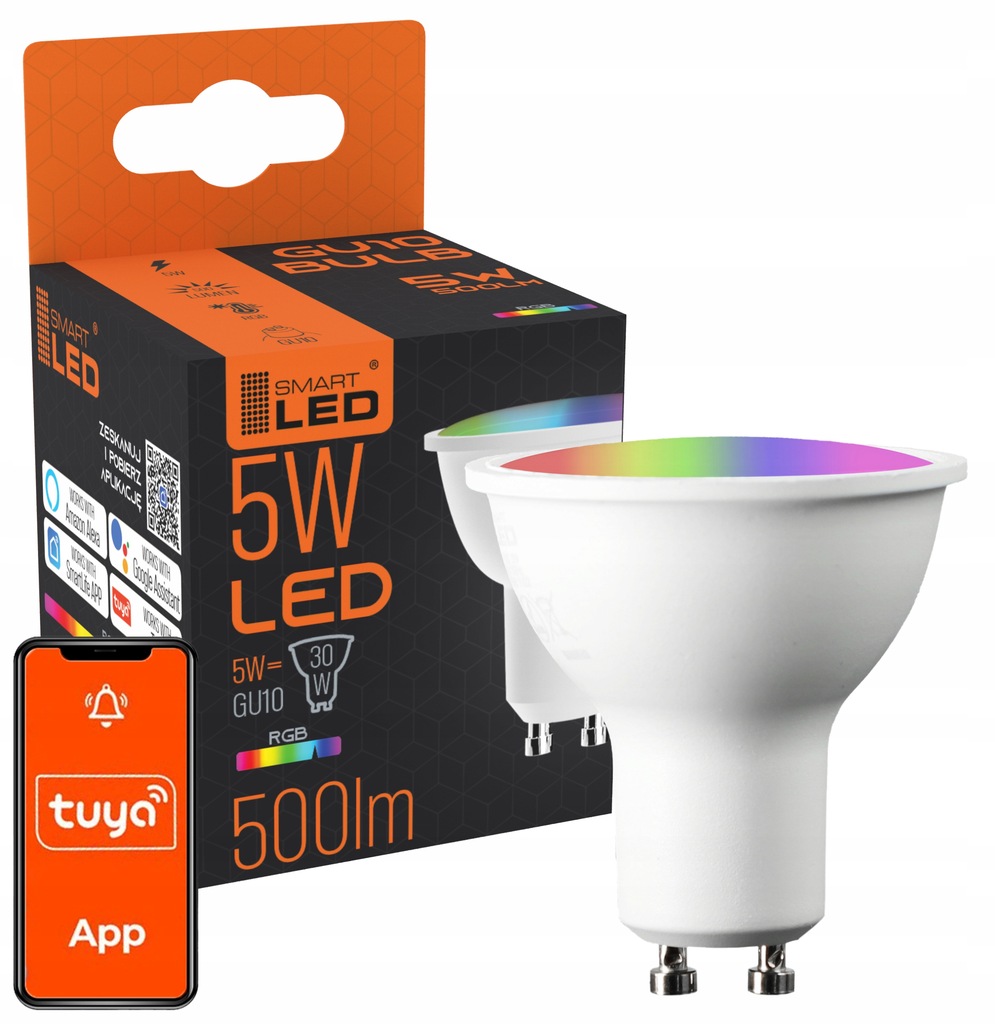 Żarówka LED GU10 RGB CCT + Biały WiFi TUYA SMART - 13323069237 - oficjalne archiwum Allegro