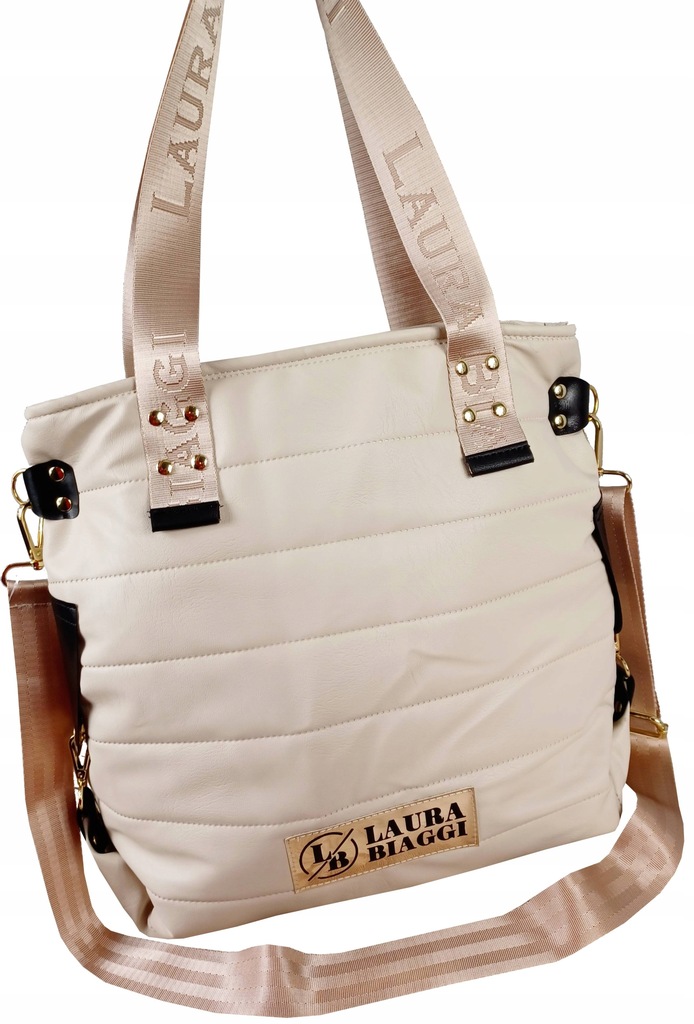 LAURA BIAGGI torebka BEŻOWA A4 shopper BEŻOWY mat - 13167070304 - oficjalne archiwum Allegro