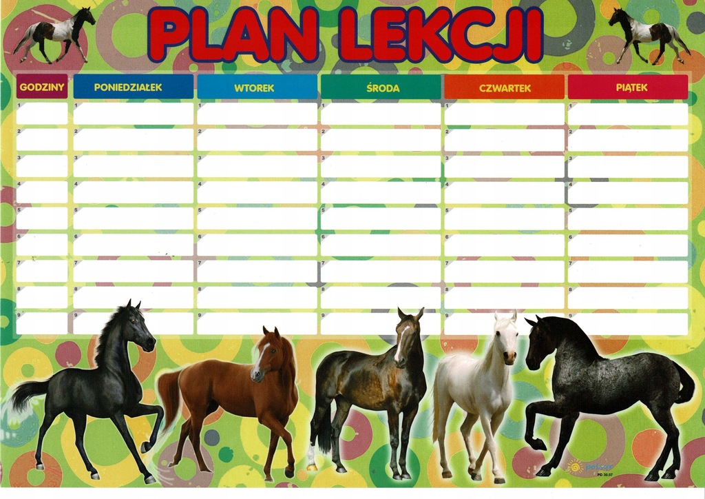PLAN LEKCJI A4 TABLICZKA MNOŻENIA KONIE - 14022722842 - oficjalne archiwum Allegro