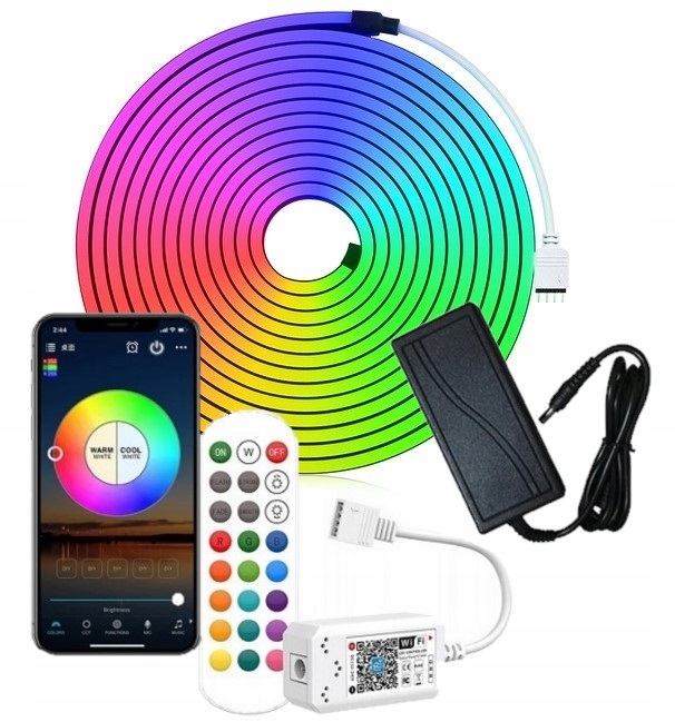 3,45m Taśma Led NEON Flex RGB Aplikacja WIFI Pilot - 15443890997 ...