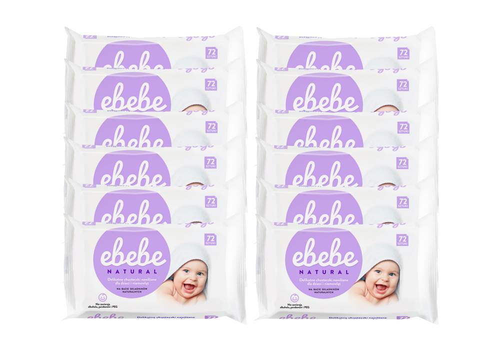 EBEBE NATURALNE Chusteczki nawilżane dzieci 72x12 - 7361647159 ...