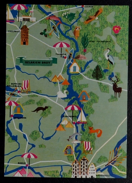 Szlakiem Brdy.Rzeka Brda / mapa - 9380207752 - oficjalne archiwum Allegro