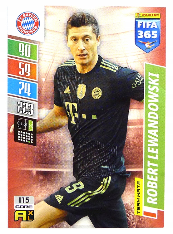PANINI FIFA365 2022 karta bazowa Lewandowski 115 - 11213757048 - oficjalne archiwum Allegro