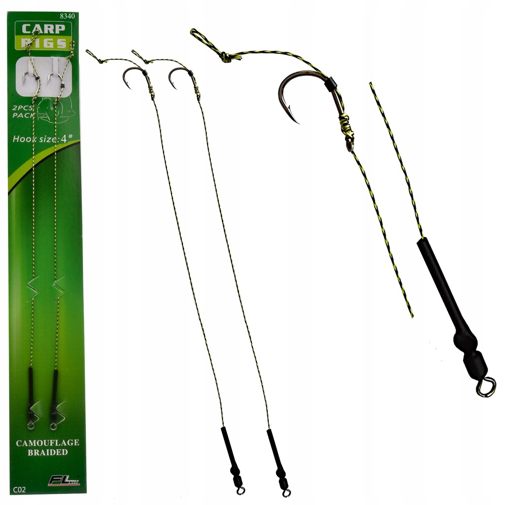 PRZYPON KARPIOWY Z WŁOSEM PLECIONKA HAK rozm. 4 - 9796366819 - oficjalne archiwum Allegro