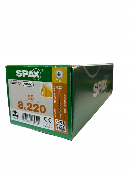 WKRĘTY KONSTRUKCYJNE TALERZ T40 SPAX 8X220 50SZT - 12453397277 ...