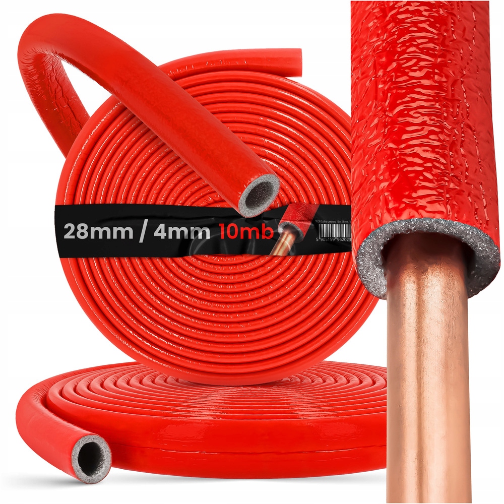 Otulina Izolacja 28/4 mm Rur PEX Miedzianej Czerwona Gruba Kręgu Rolka 10m - 7807368120 ...