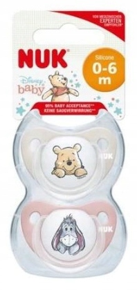 Smoczek silikonowy 0-6m Kubuś Puchatek Osiołek 2szt NUK - 15138466412 - oficjalne archiwum Allegro
