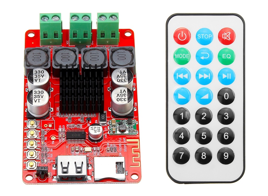 WZMACNIACZ AUDIO BLUETOOTH 2x50W TPA3116 RADIO FM - 9928160910 - oficjalne archiwum Allegro