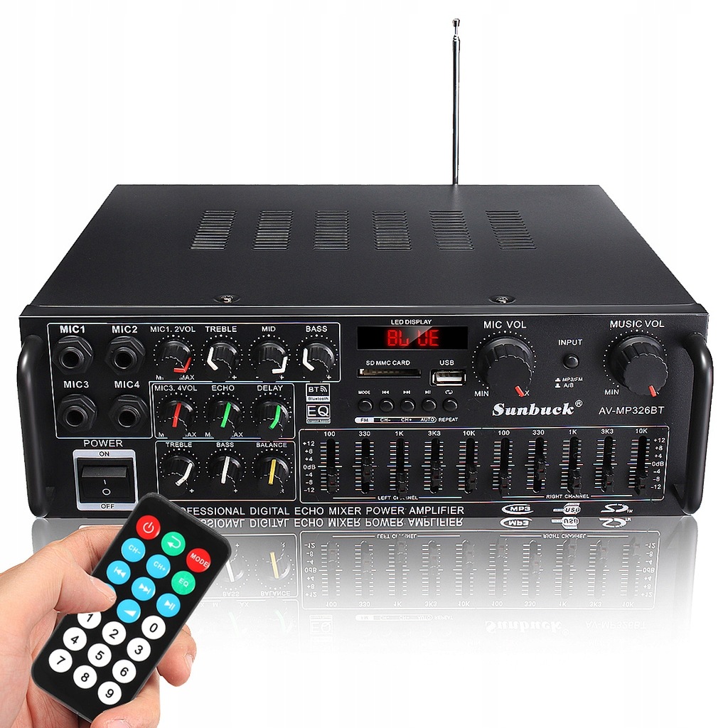 AMPLITUNER WZMACNIACZ STEREO BLUETOOTH MP3 1200W - 13497797619 - oficjalne archiwum Allegro