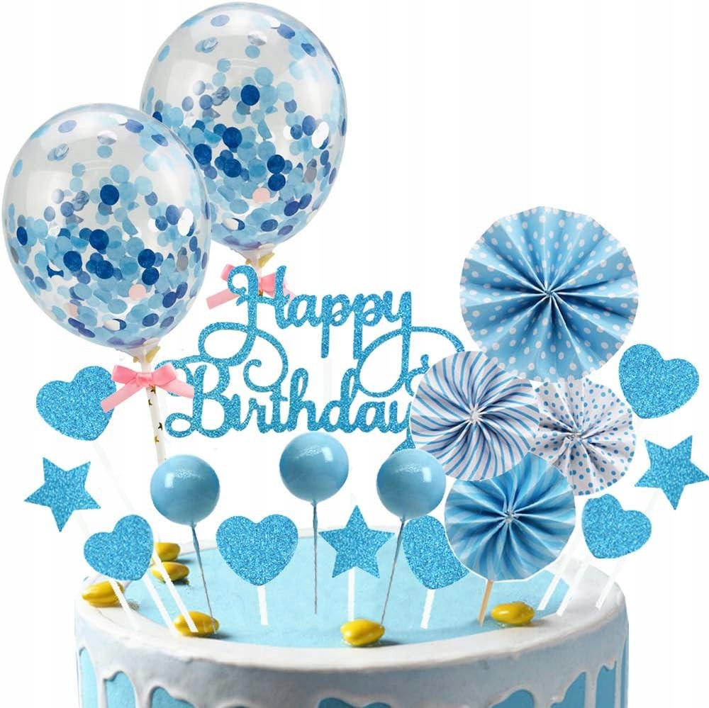 Zestaw Dekoracje Na Tort Urodzinowy Topper Balony - 14172020138 ...