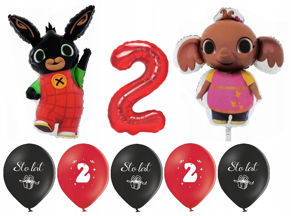Zestaw Balony Królik Bing 2 Drugie Urodziny - 12752192642 - oficjalne ...
