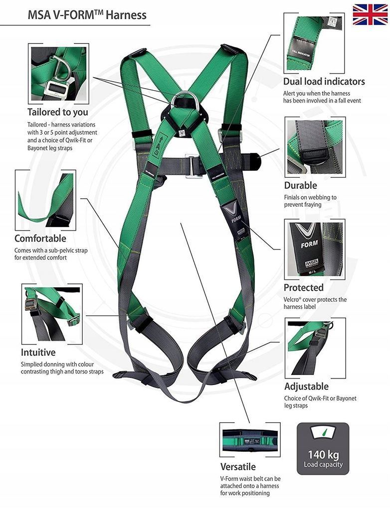 UPRZĄŻ PEŁNA BEZPIECZEŃSTWA MSA V-FORM WSPINACZKA - 8117677064 ...