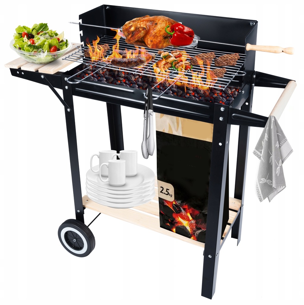 DUŻY GRILL OGRODOWY NA KOŁACH Rożno PÓŁKI Gril - 13395917931 ...