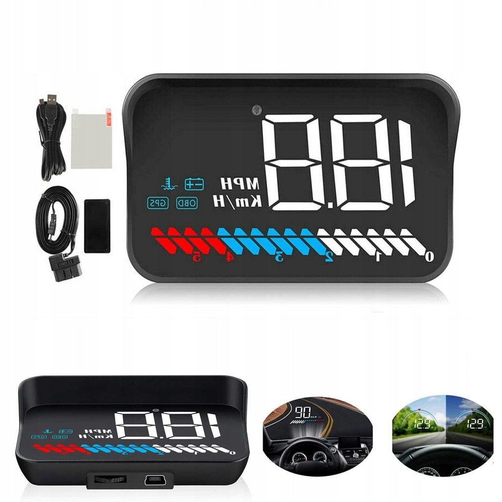 SAMOCHODU M7 WYŚWIETLACZ PROJEKTOR HUD OBD2 GPS - 12566608961 ...
