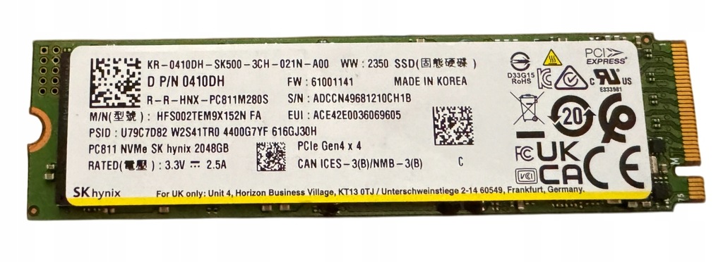 DYSK SSD SK HYNIX PC811 2TB 4x4GEN M.2 NVME 2280 - 17004261799 - oficjalne archiwum Allegro