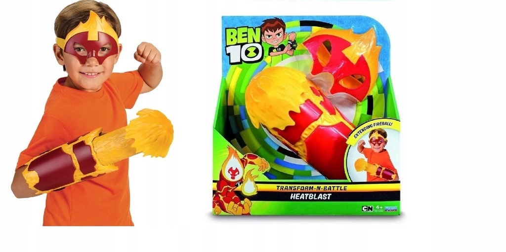ZESTAW KOSTIUM BEN 10 RĘKAWICA + MASKA HEATBLAST - 9441326952 ...