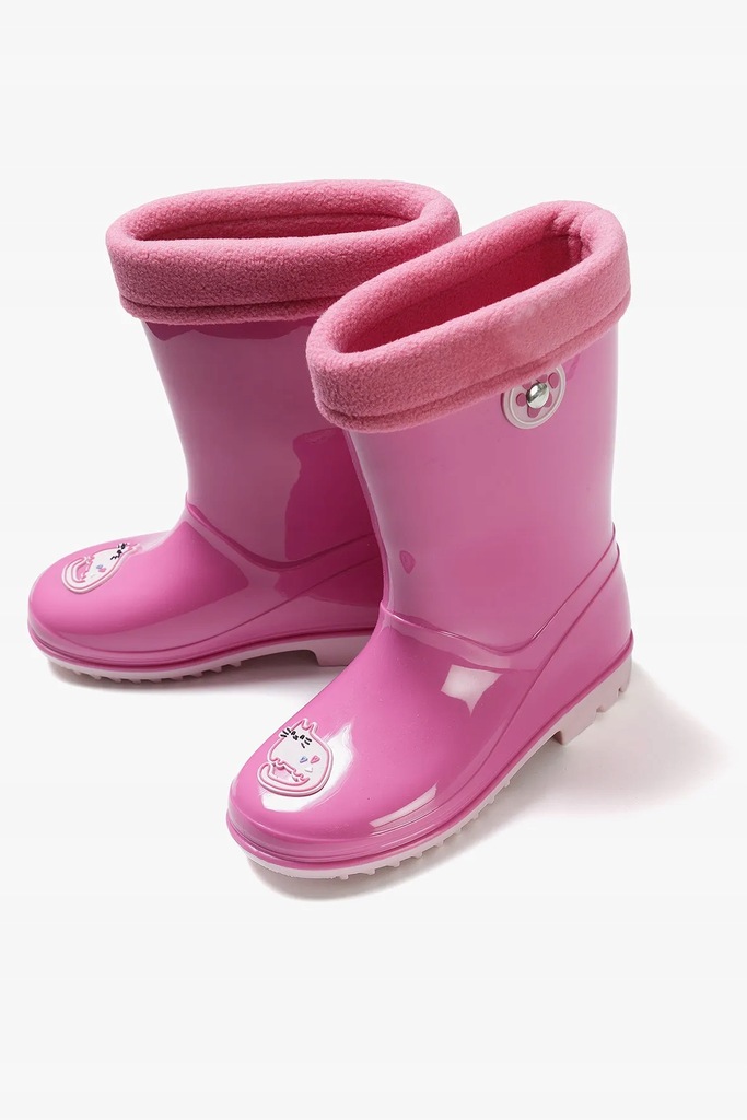 Ocieplane kalosze dla dziewczynki - różowe z kotki - 14097160198 ...