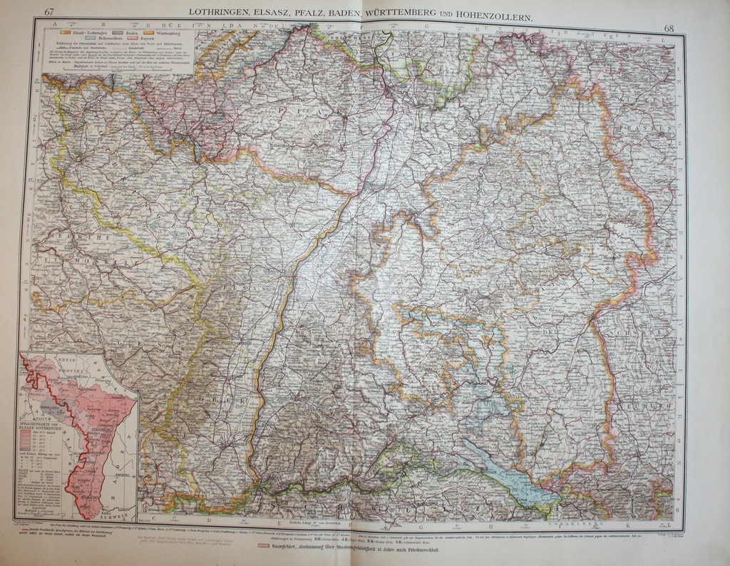 MAPA EUROPA NIEMCY LOTARYNGIA BADENIA 1922 DUŻA - 11885134132 ...
