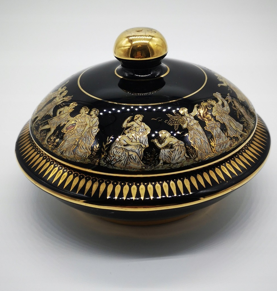 Grecka porcelana ze złotym zdobieniem - cukiernica - 11326846068 ...