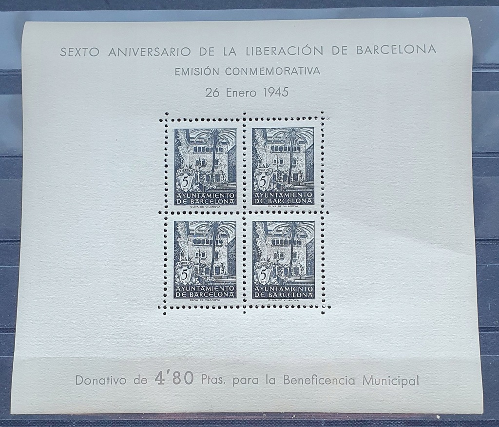 HISZPANIA BARCELONA 1945 ** EDYFIL BLOK NE 27 - 13254531395 - oficjalne ...