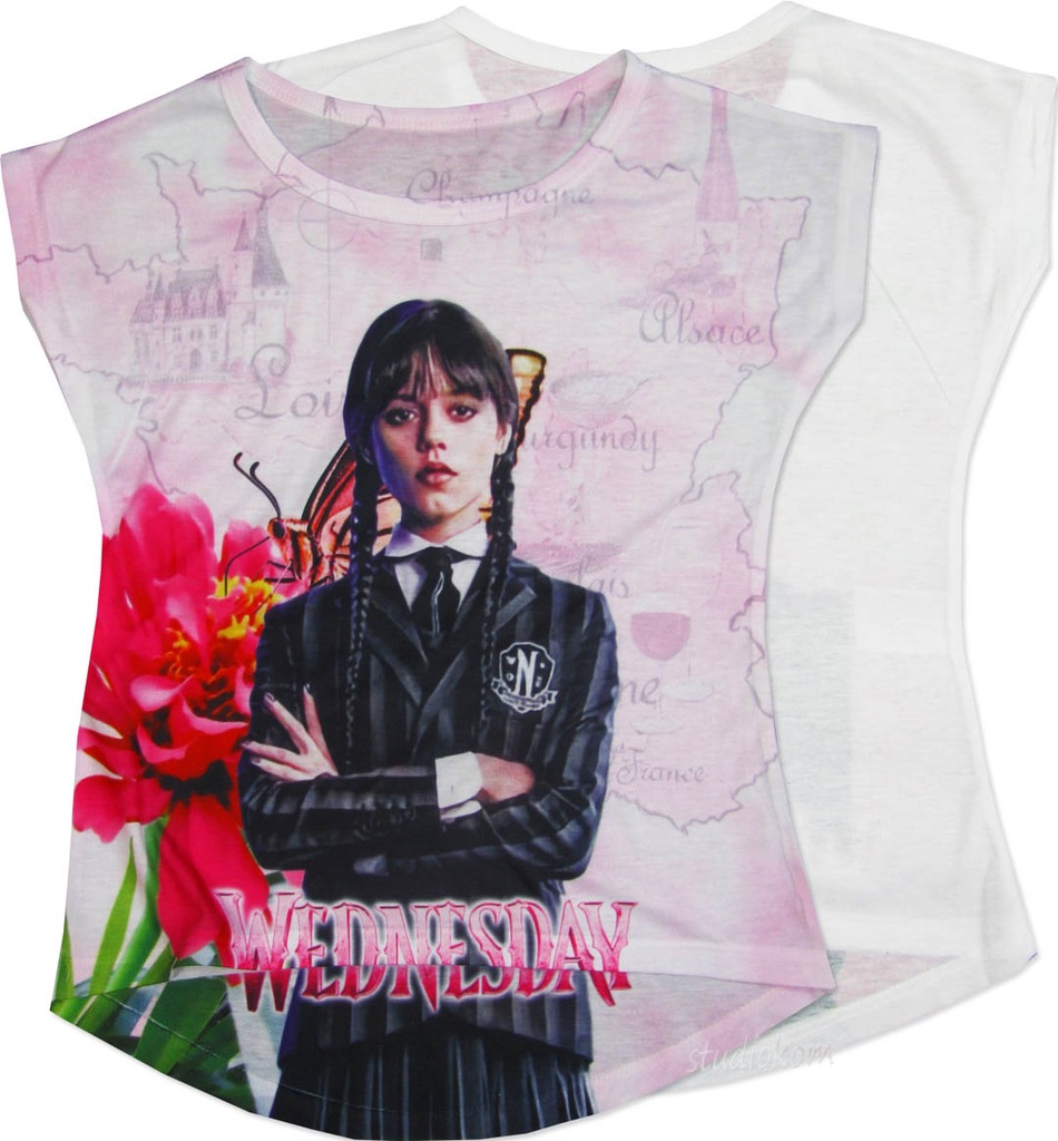 14 lat Bluzka koszulka WEDNESDAY z Rodziny Adamsów - 13261277342 ...