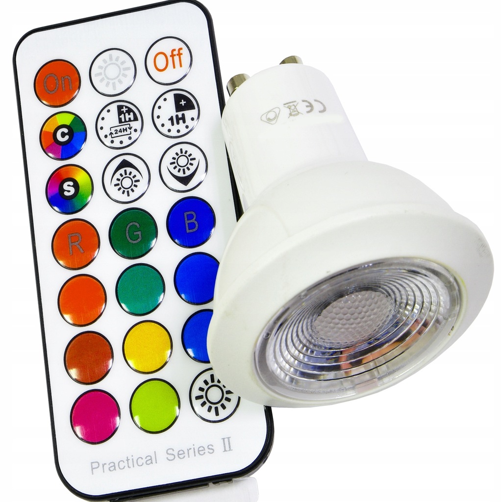żarówka led GU10 3W 230V RGB pilot rgb neutralna - 7781614303 - oficjalne archiwum Allegro