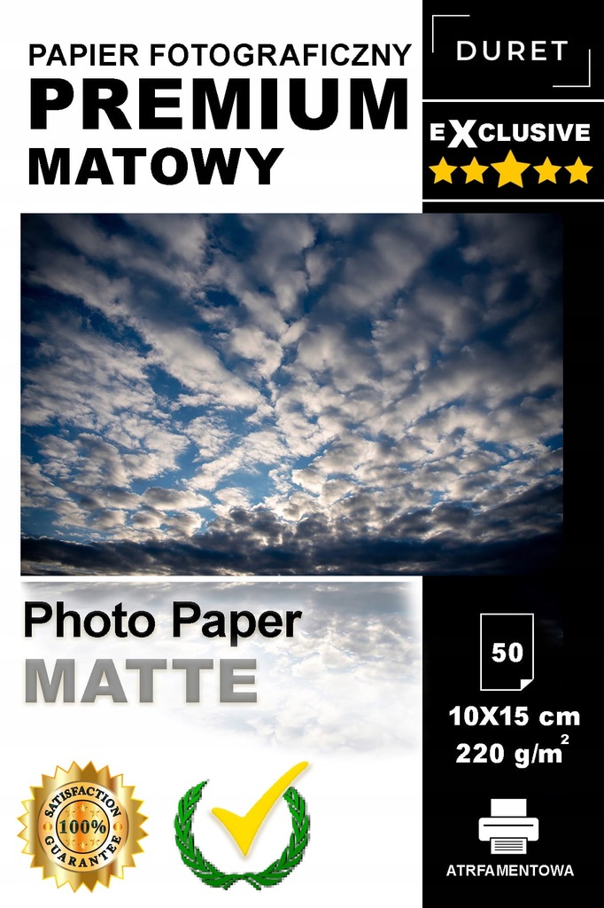 PAPIER FOTO DO ZDJĘĆ MATOWY 10X15 220g 50szt - 13617925063 - oficjalne archiwum Allegro
