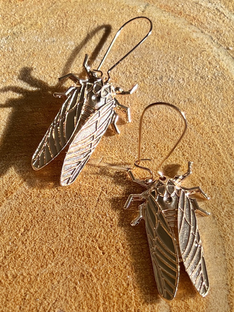 Piękne oryginalne kolczyki Cykada Cykady Owady - 12124941330 ...