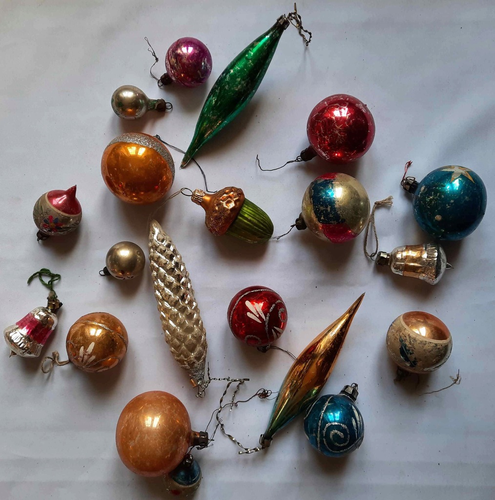 BOMBKI CHOINKOWE PRL ZESTAW 90 - 12625277079 - oficjalne archiwum Allegro