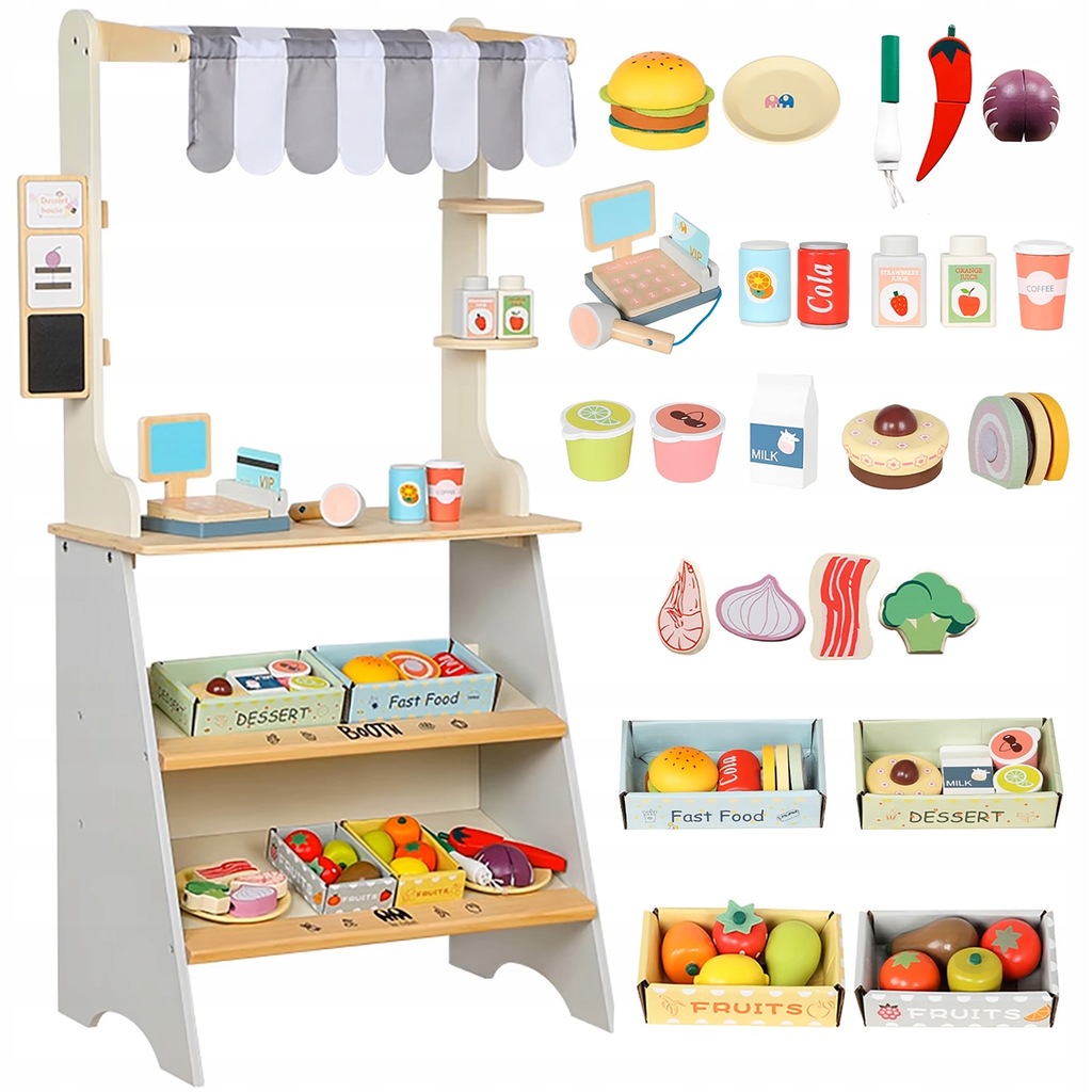 OGROMNY SKLEP STRAGAN DREWNIANY WARZYWANIK SUPERMARKET + AKCESORIA ...