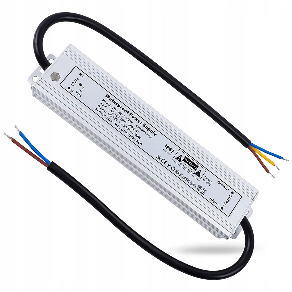 Zasilacz transformator LED IP67 12V DC 30W 2,5A wodoodporny ...