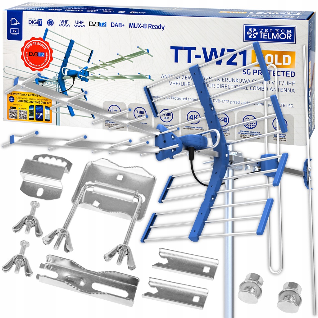 Antena zewnętrzna TV W21DVB-T2 5G VHF COMBO TELMOR - 13420608539 ...