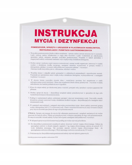 INSTRUKCJA MYCIA I DEZYNFEKCJI POMIESZCZEŃ Łódź - 5706679954 - oficjalne archiwum Allegro