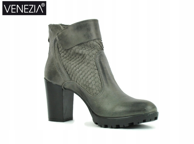 VENEZIA buty botki damskie szary obcas 39 - 14357825818 - oficjalne ...