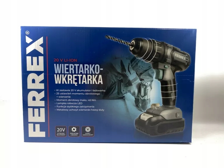 WIERTARKO-WKRĘTARKA AKUMULATOROWA FERREX 20V LI-I - 13072897770 ...