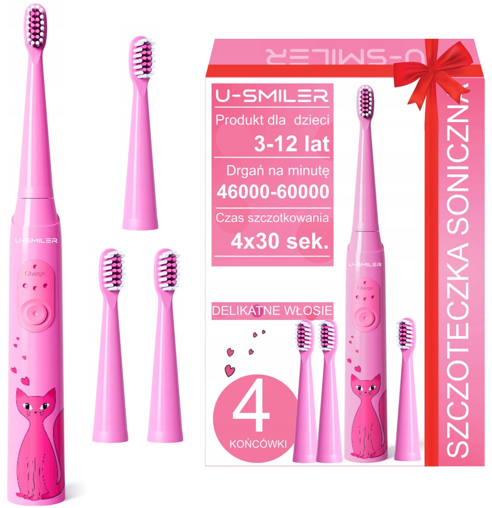 SZCZOTECZKA SONICZNA DLA DZIECI + 4 KOŃCÓWKI ELEKTRYCZNA DO ZĘBÓW - 14854369390 - oficjalne ...