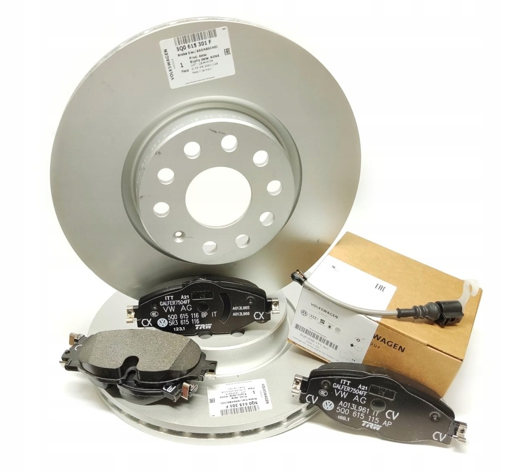 Tarcze 5Q0615301F + klocki 5Q0698151AH VW ORYGINAŁ - 14358782355 ...
