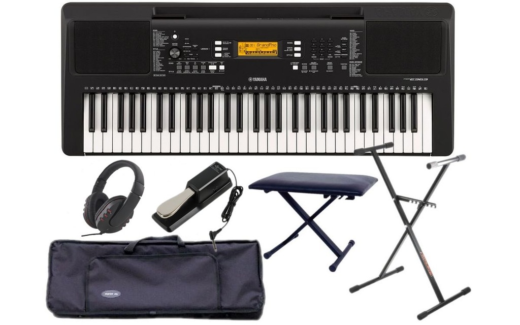 YAMAHA PSR E363 KEYBOARD DO NAUKI MEGA FULL ZESTAW - 7366118262 ...