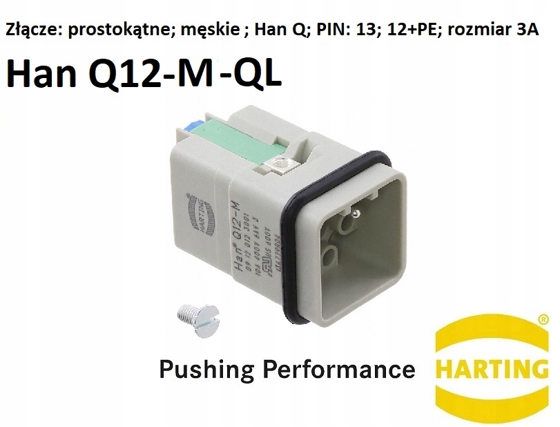 Złącze: prostokątne męskie Han Q12-M-QL PIN 12+PE - 7986399217 ...
