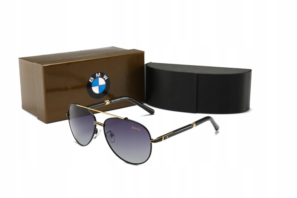 OKULARY POLARYZACYJNE BMW ZŁOTO - CZARNE UV400 D3 - 8464994925 - oficjalne archiwum Allegro
