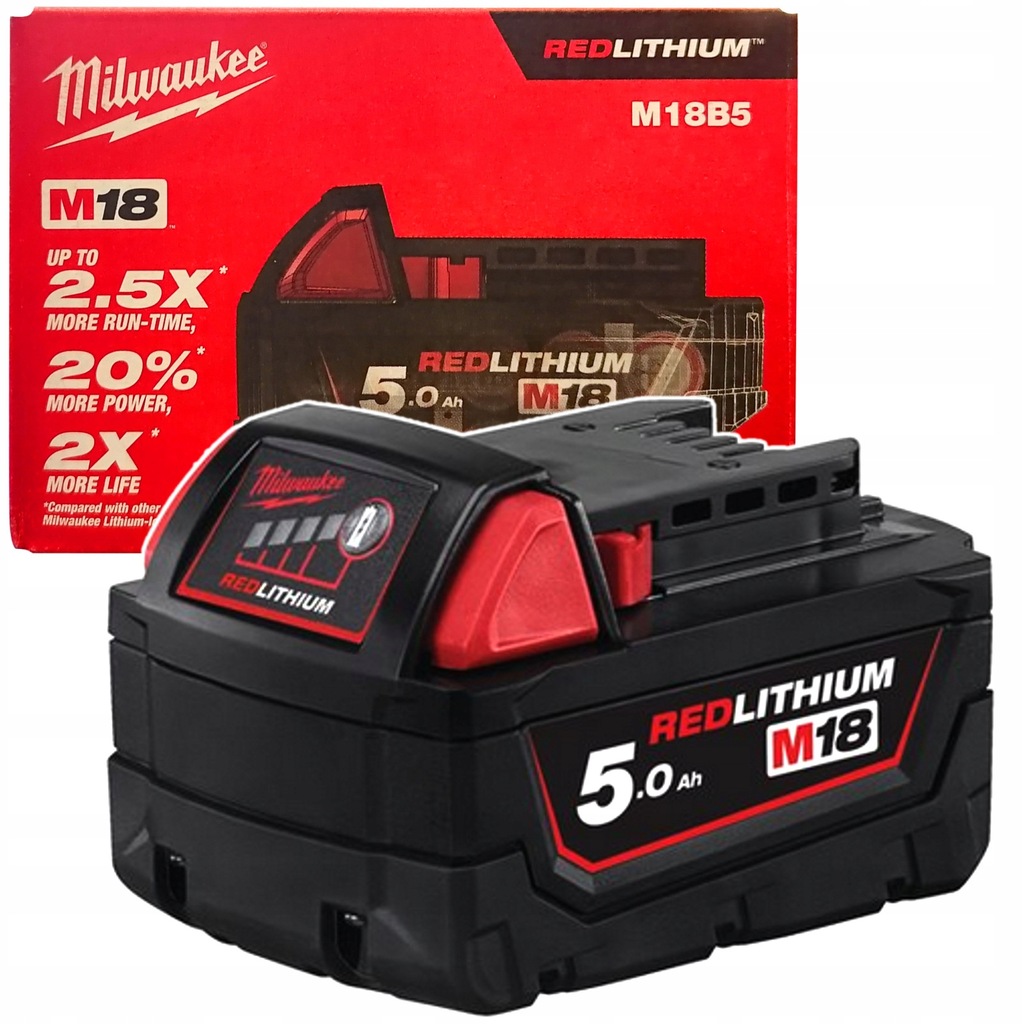MILWAUKEE AKUMULATOR M18 B5 LI-ION 18V 5.0AH - 11294103906 - oficjalne ...