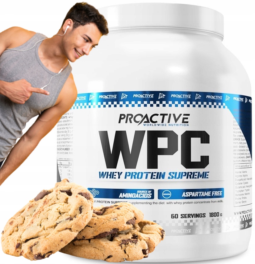 BIAŁKO whey WPC serwatkowe ODŻYWKA białkowa ciasteczkowe ProActive 1,8g ...