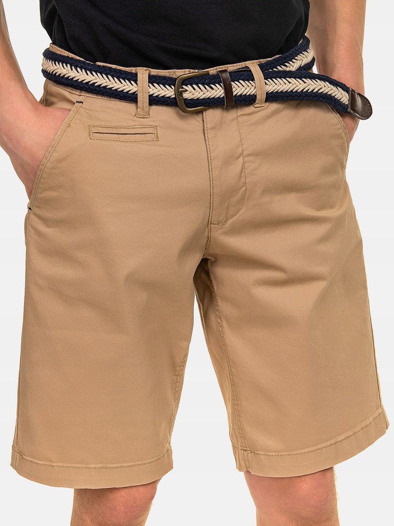 KRÓTKIE SPODENKI MĘSKIE BAWEŁNIANE CHINO beż M - 13844554214 - oficjalne archiwum Allegro