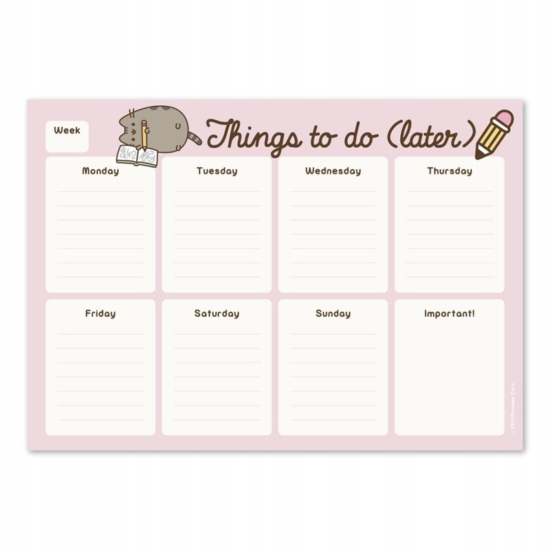 Pusheen - Planner tygodniowy na biurko z kolekcji - 13350910508 ...