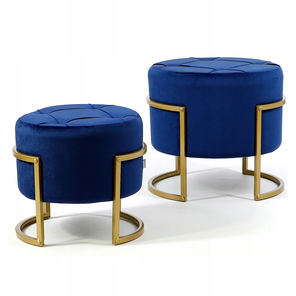 Nowoczesna okrągła granatowa pufa zydel 2szt 36/44 - 11485288442 ...